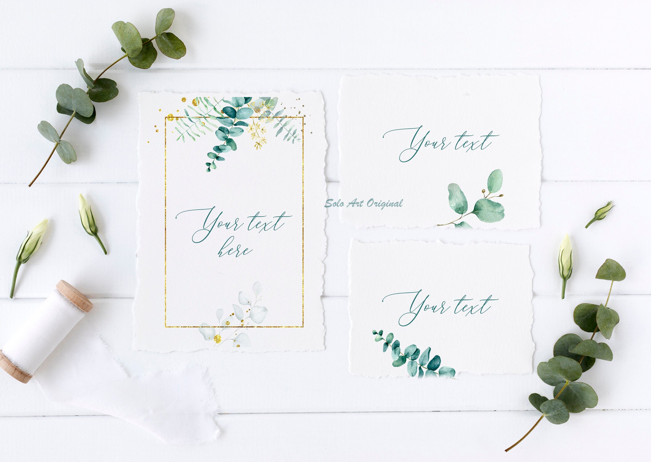 Eucalyptus Clipart Frame Branch Gold Greenery Wreath Wedding | Etsy