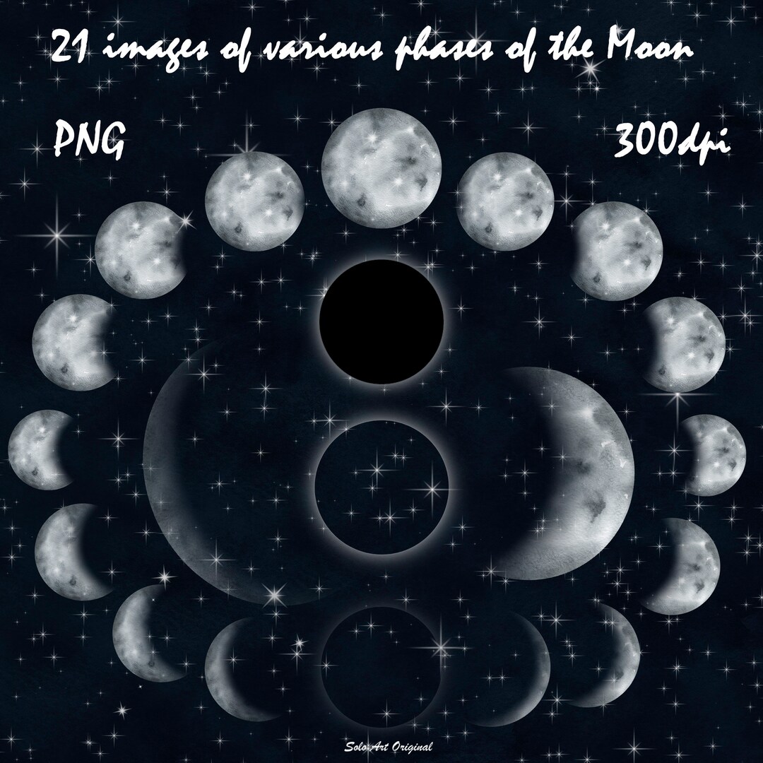 Moon Phases Space Background Starry Night Star Clusters Cosmic Lunar ...