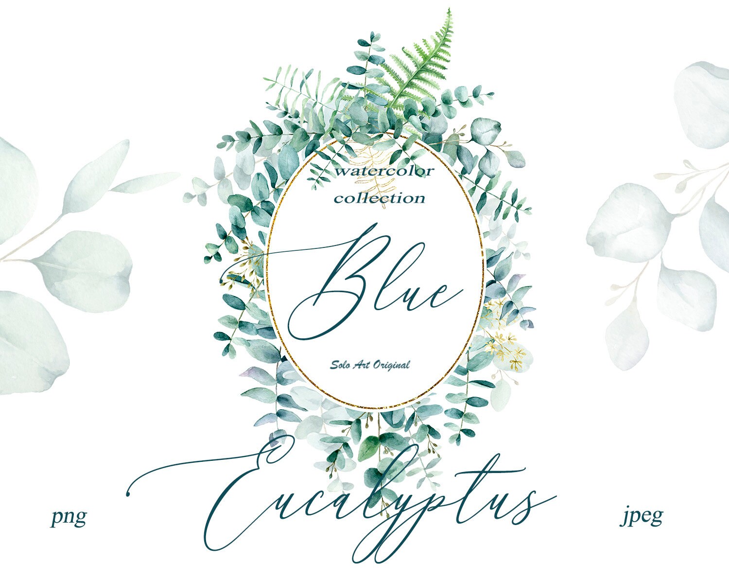 Eucalyptus Clipart Greenery Wreath Floral Botanical | Etsy