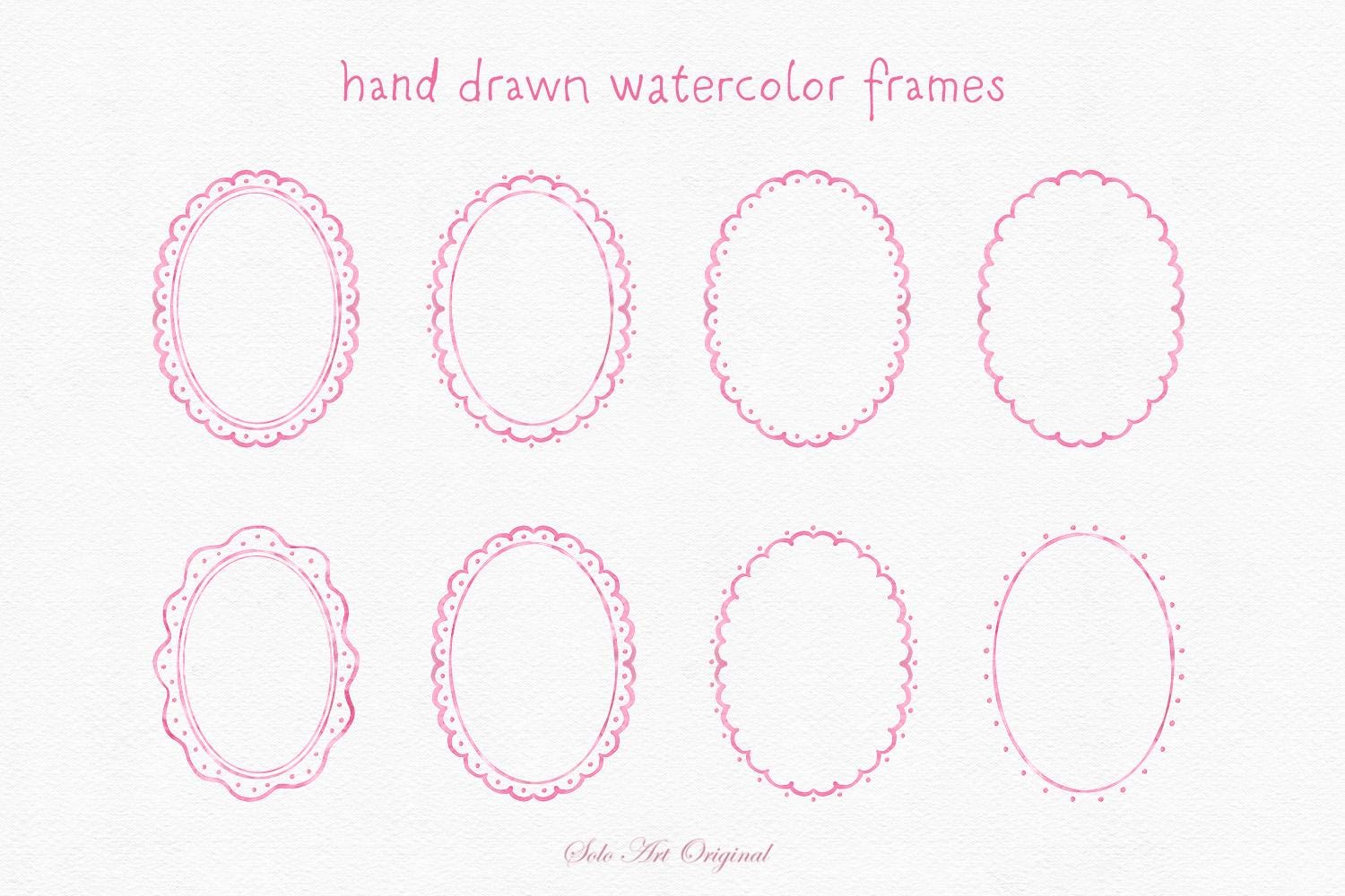 Hand-drawn Frames Watercolor Clipart Pink PNG Whimsical Wavy Squiggle ...
