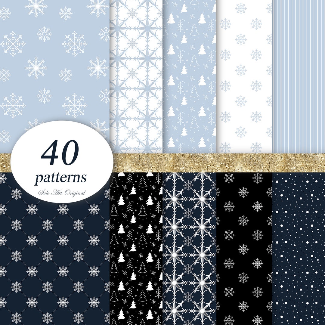 Winter Snowflakes Backgrounds Christmas Scrapbook Paper. Seamless ...