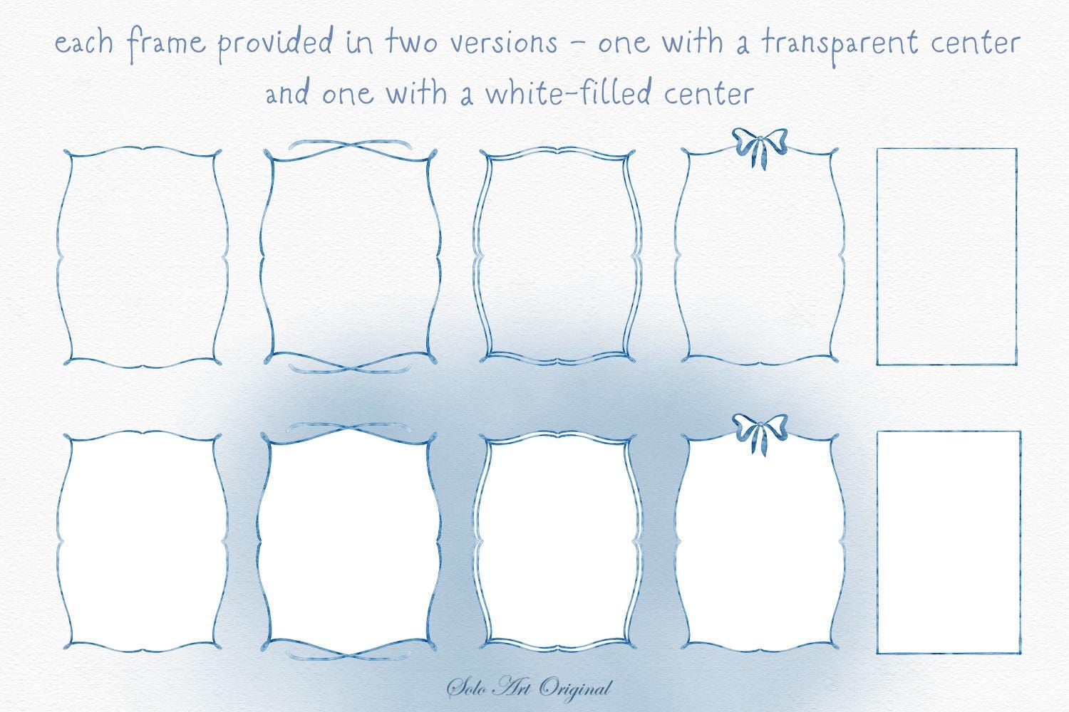 Watercolor Hand-drawn Frames Clipart Blue PNG – Whimsical Wavy Squiggle ...