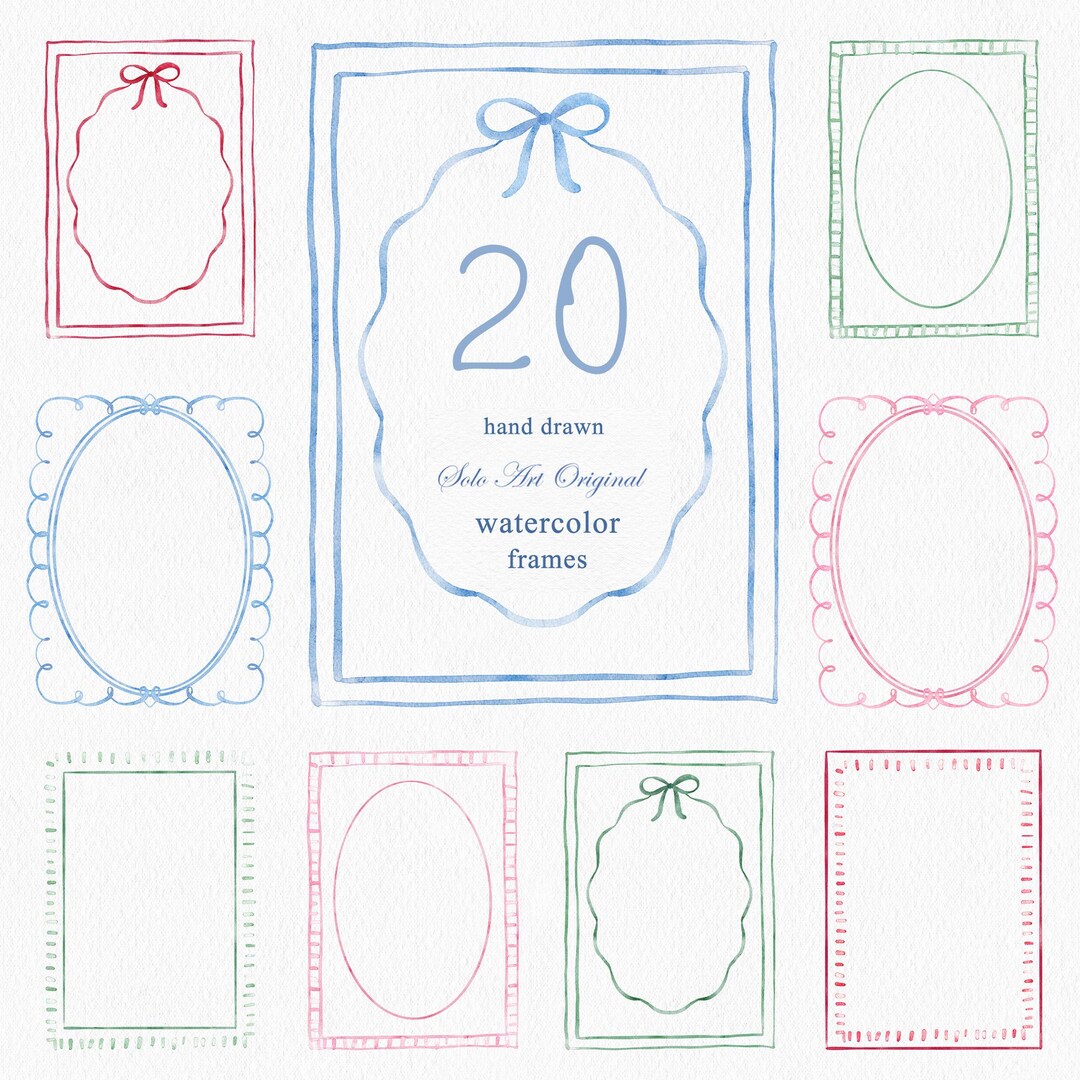 Hand-drawn Watercolor Whimsical Frames Clipart Multi-colored PNG ...