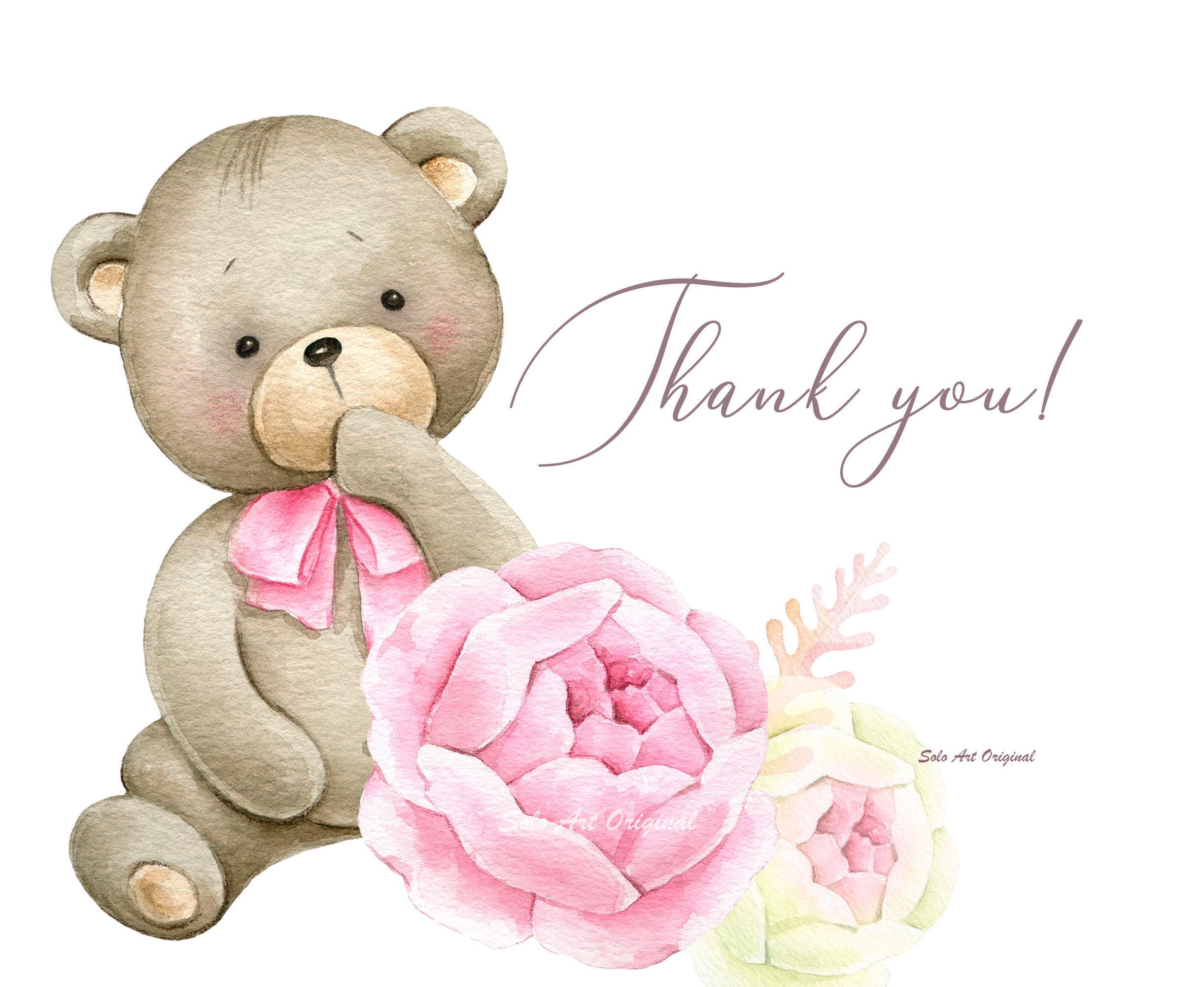 Little Bear Baby Girl Shower Pink Floral Clipart Baby Newborn | Etsy