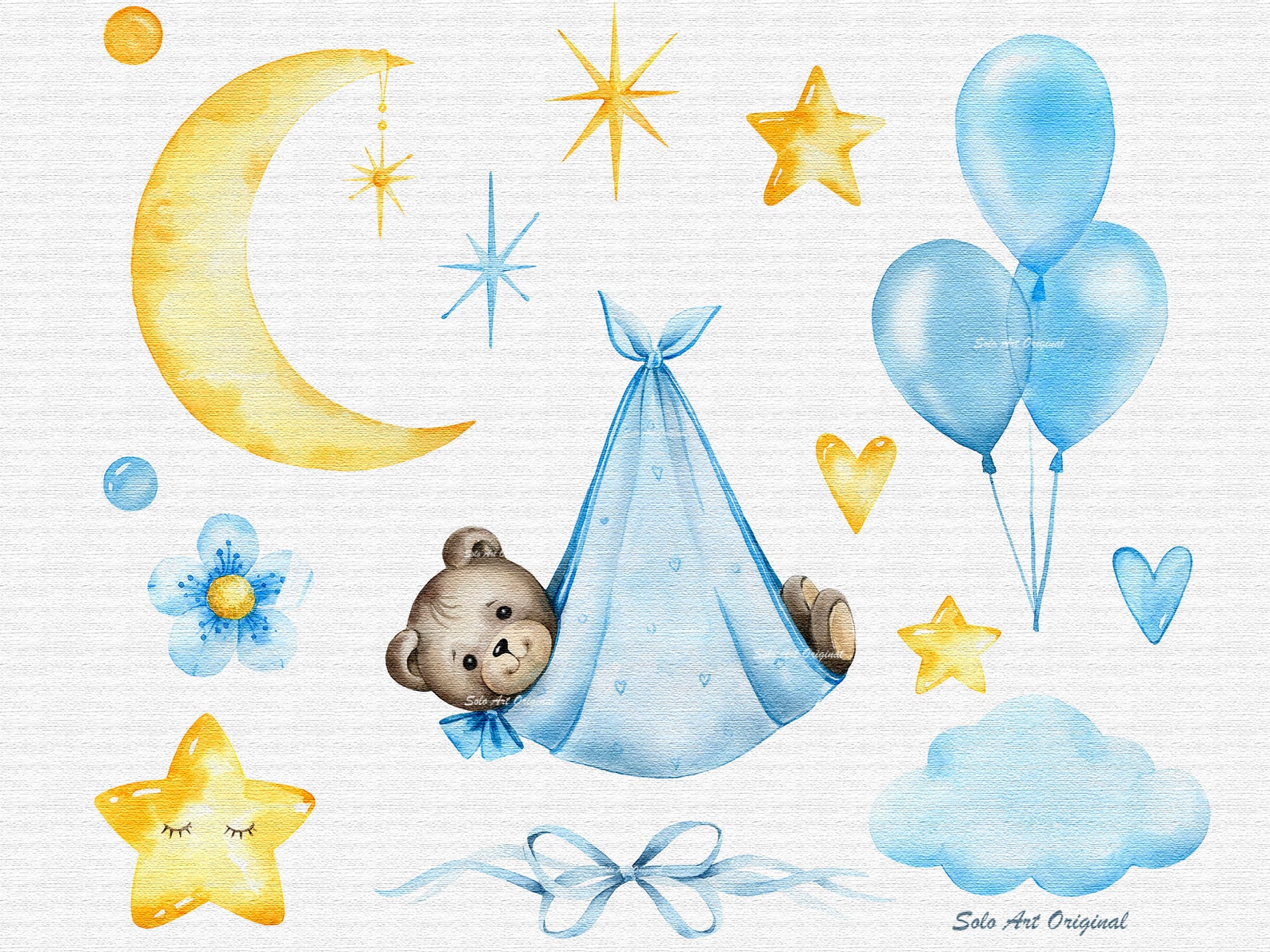 Teddy Bear Baby Shower Clipart Little Bear Baby Boy PNG | Etsy