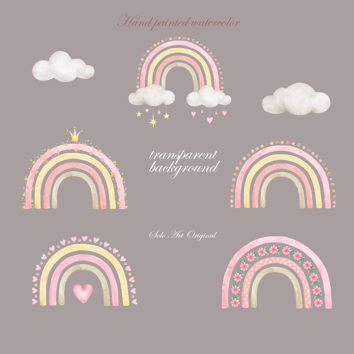 Pink Rainbow Clipart, Watercolor Baby Shower PNG (digital Download) - Etsy