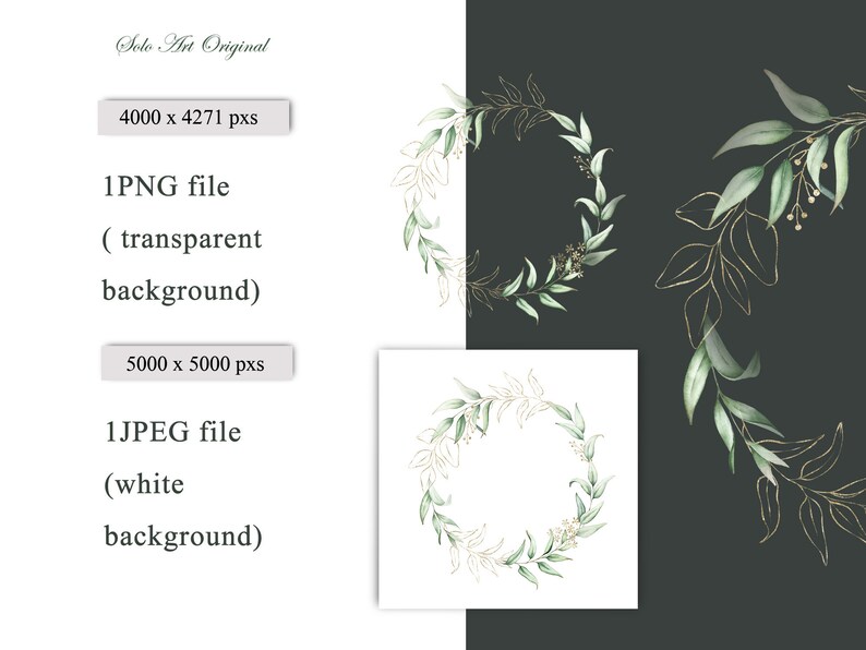 Greenery Circle Frame Floral Wreath Eucalyptus Green Gold - Etsy