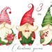 Watercolor Christmas Clipart Bundle, Gnomes, Floral (PNG Digital ...