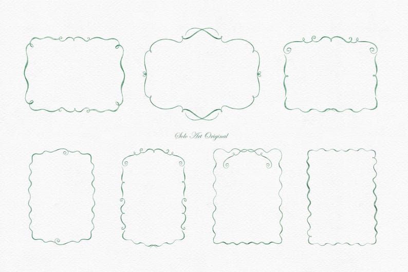 Hand-drawn Whimsical Frames Clipart Wavy Watercolor Green PNG Squiggle ...