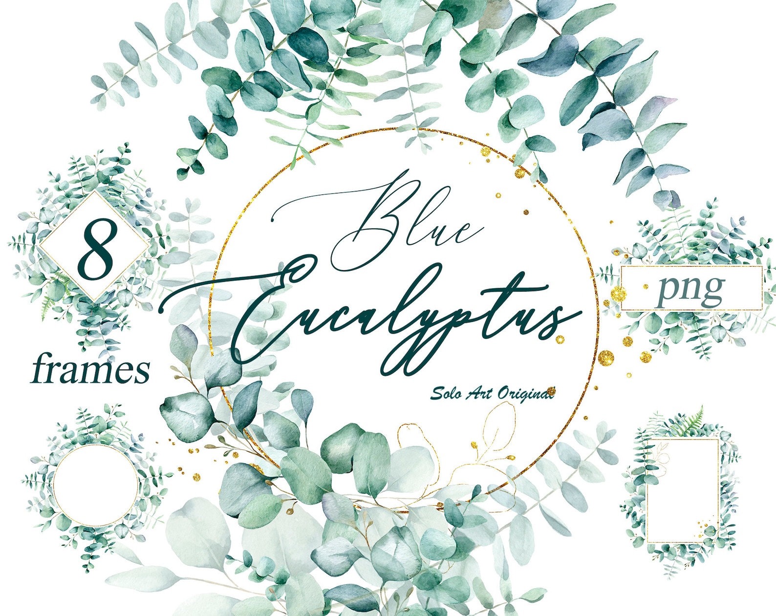 Eucalyptus Frames Leaves Tropical Set Floral Botanical | Etsy