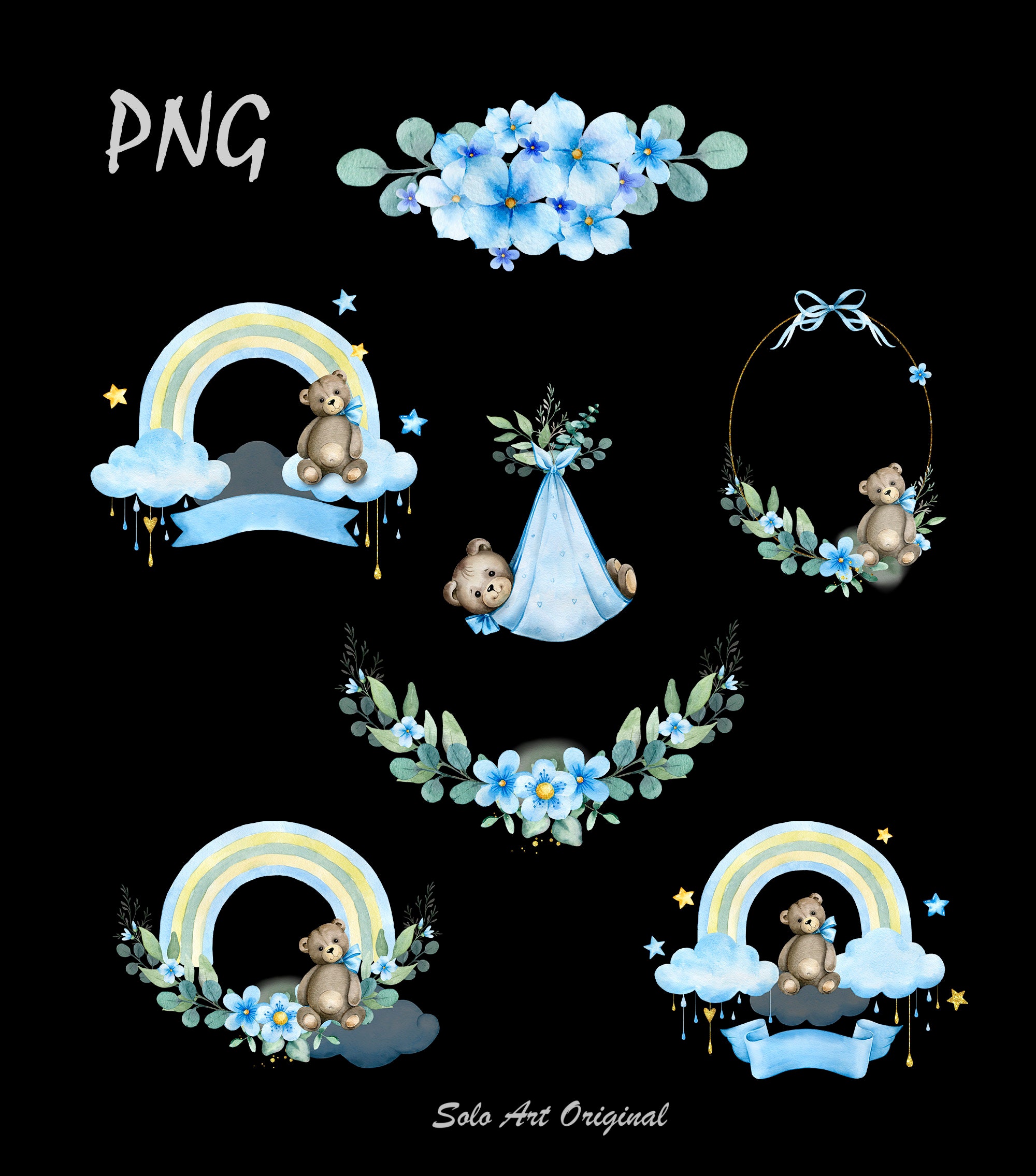 Baby Boy Shower Clipart Invitations Little Bear Baby Boy PNG - Etsy