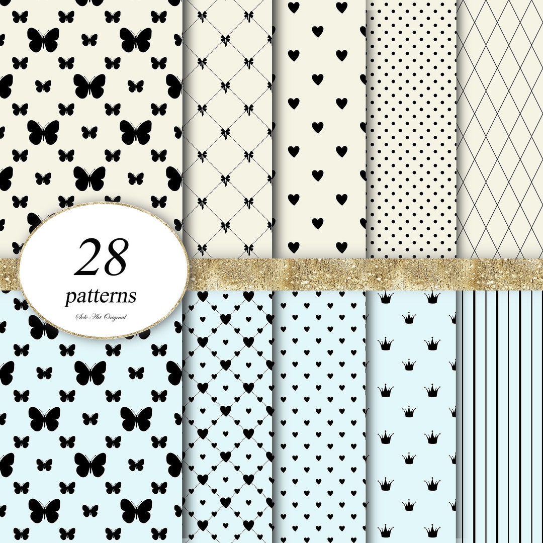 Blue Baby Shower Geometric Patterns Cream Digital Paper Printable ...