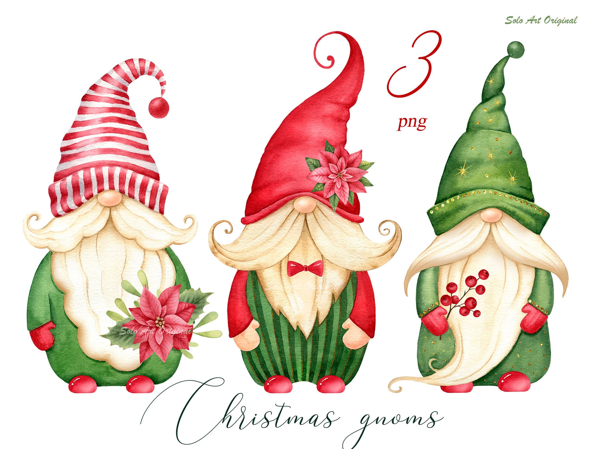 Cute Christmas Gnomescartoon Gnomepng Clip Artcute - Etsy