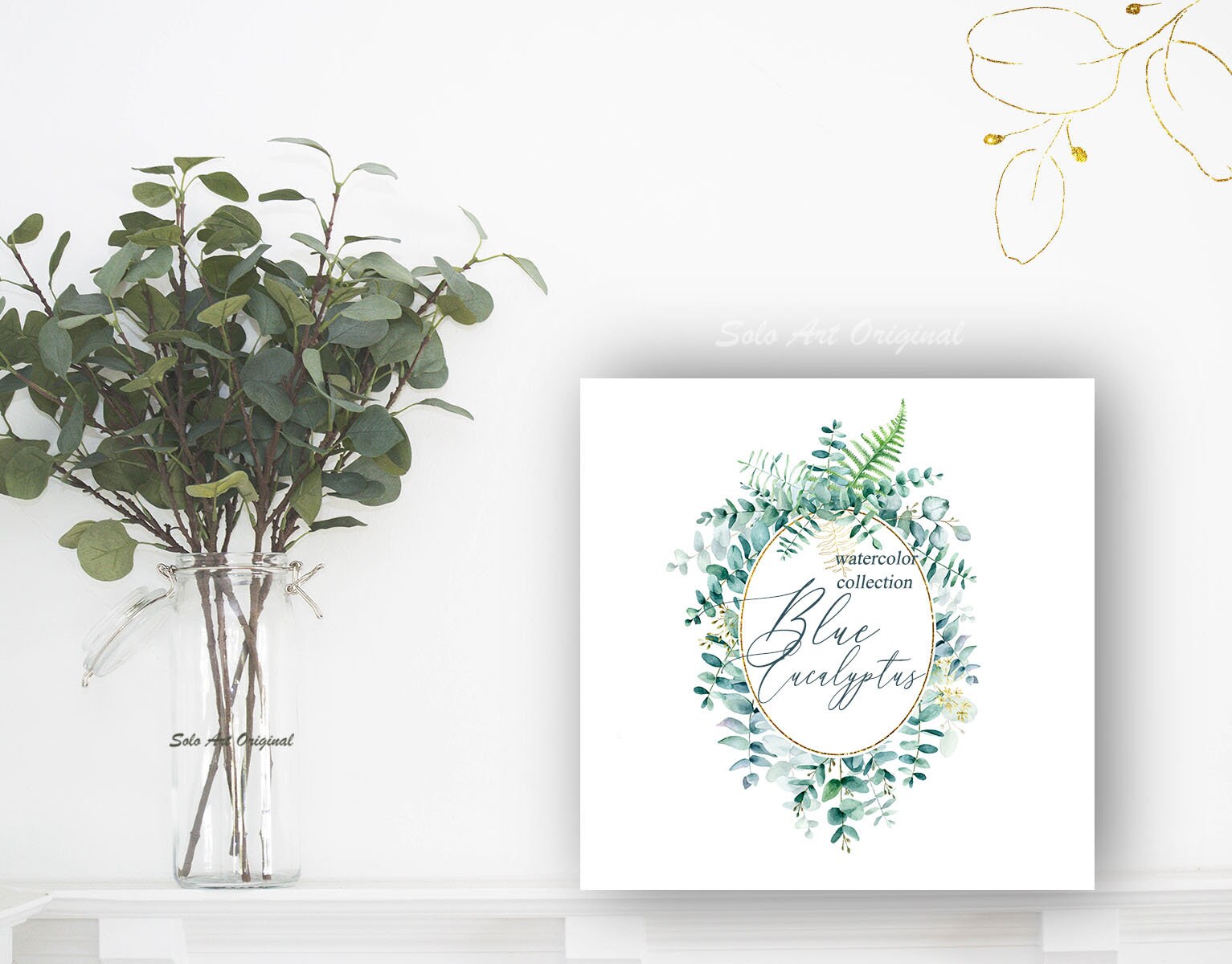Eucalyptus Clipart Greenery Wreath Floral Botanical | Etsy