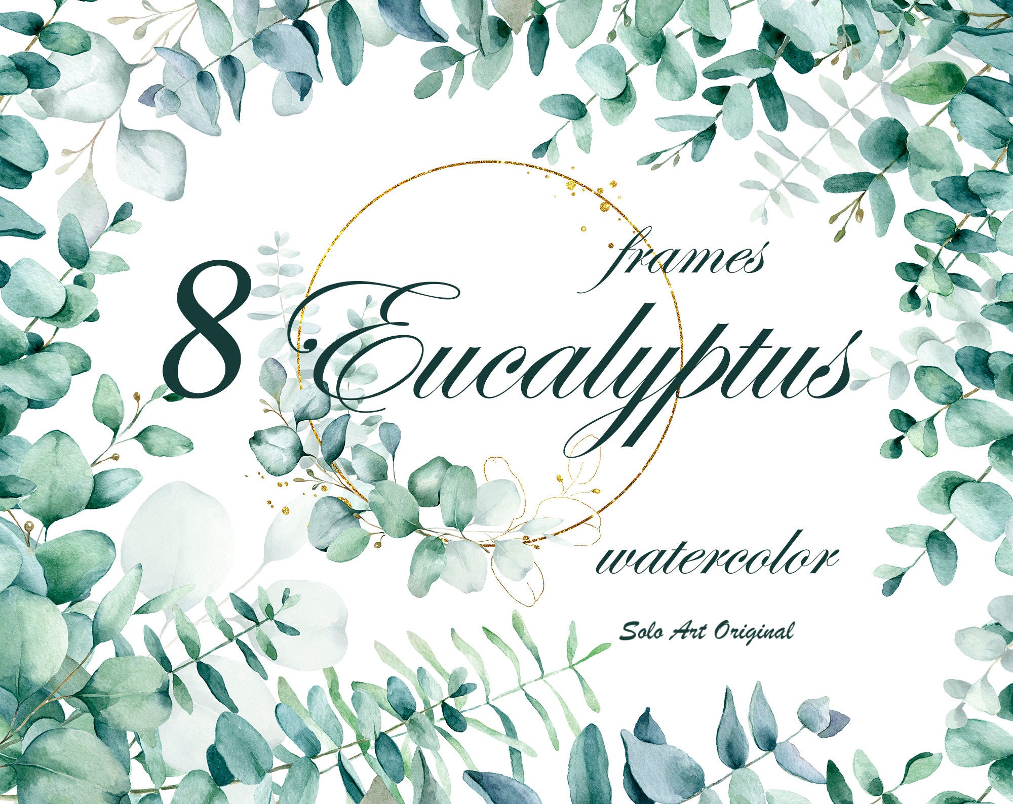 Eucalyptus frames leaves Tropical set Floral Botanical | Etsy