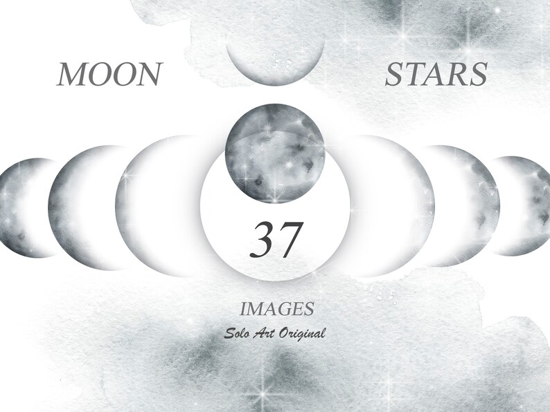 Moon Phases Space Background Starry Night Star Clusters Cosmic Lunar ...