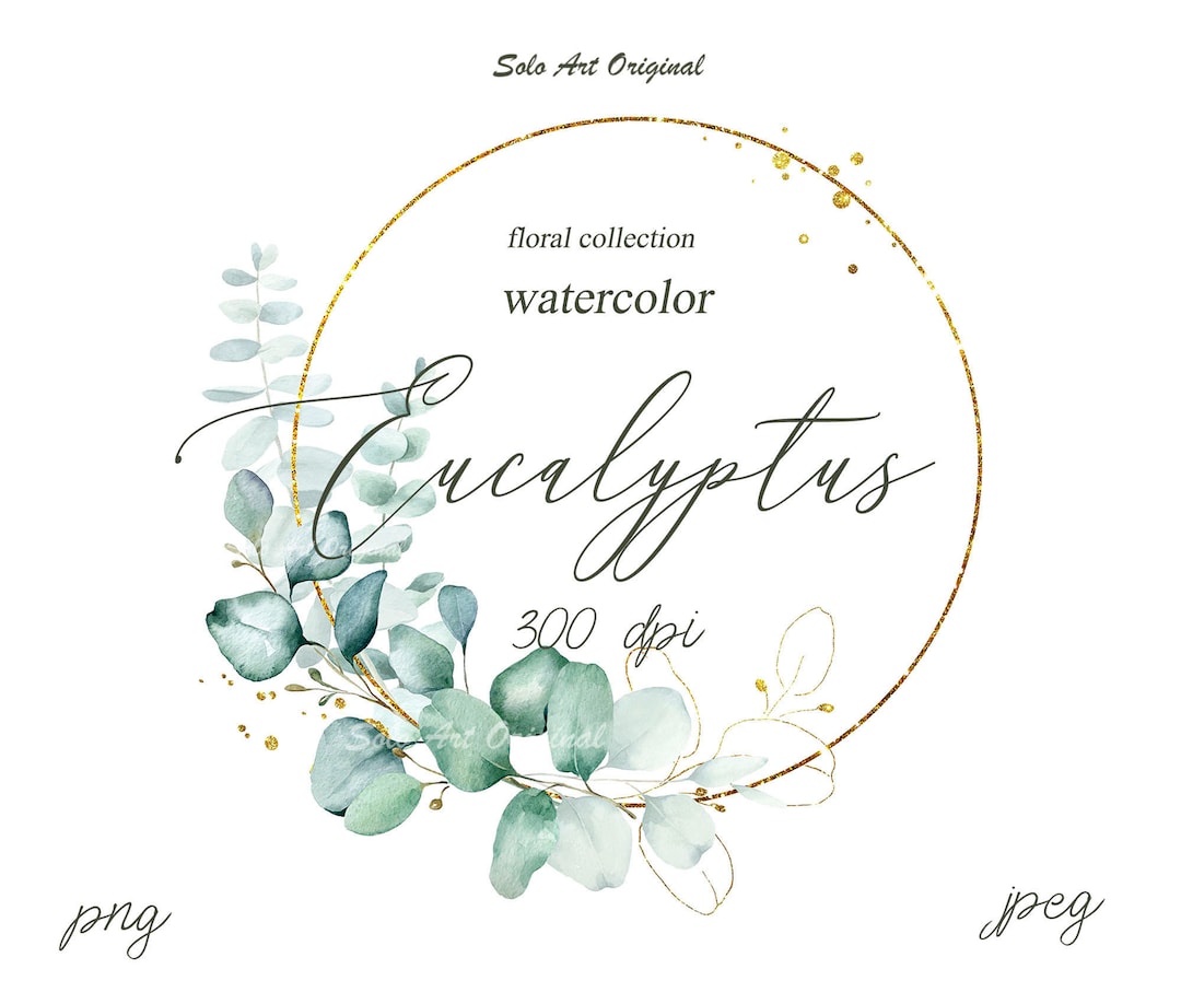 Eucalyptus Clipart Greenery Wreath Wedding Floral Botanical Watercolor ...