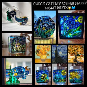 Starry Night Van Gogh Stained Glass Shadow Box With Fairy Lights ...