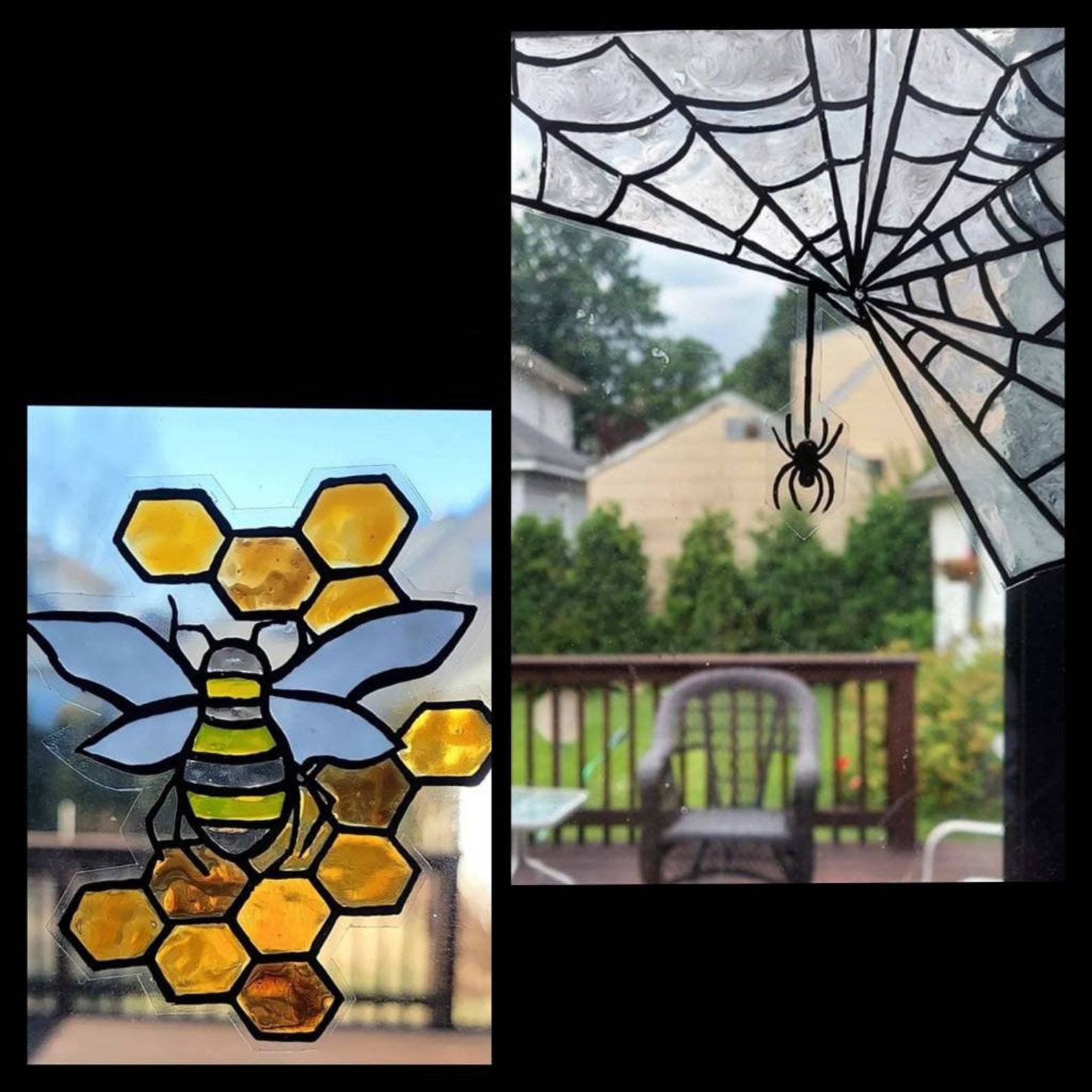 Spider Web Stained Glass Window Cling Halloween Decoration - Etsy