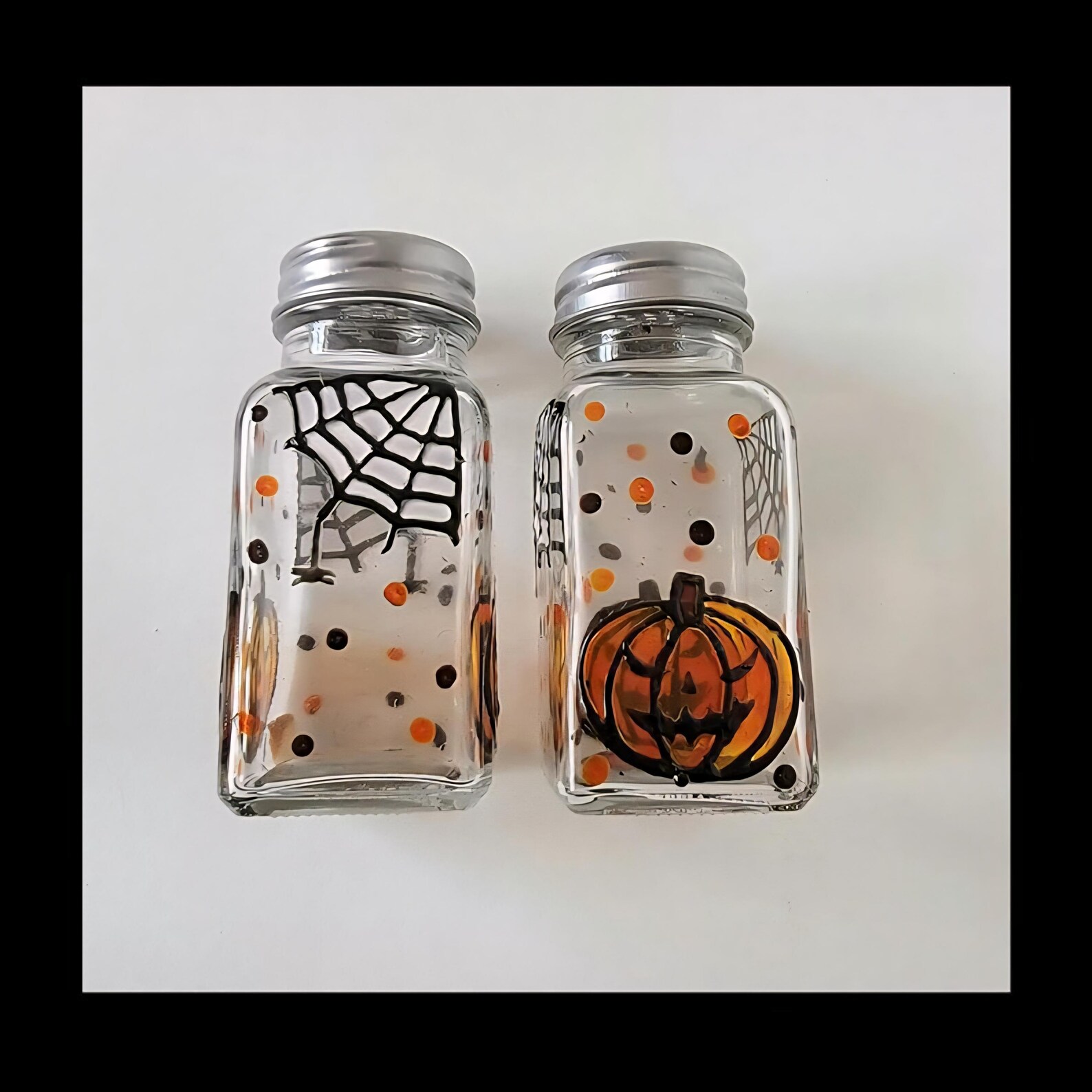 Halloween Spider Web Jack O Lantern Pumpkin Salt and Pepper Shakers ...