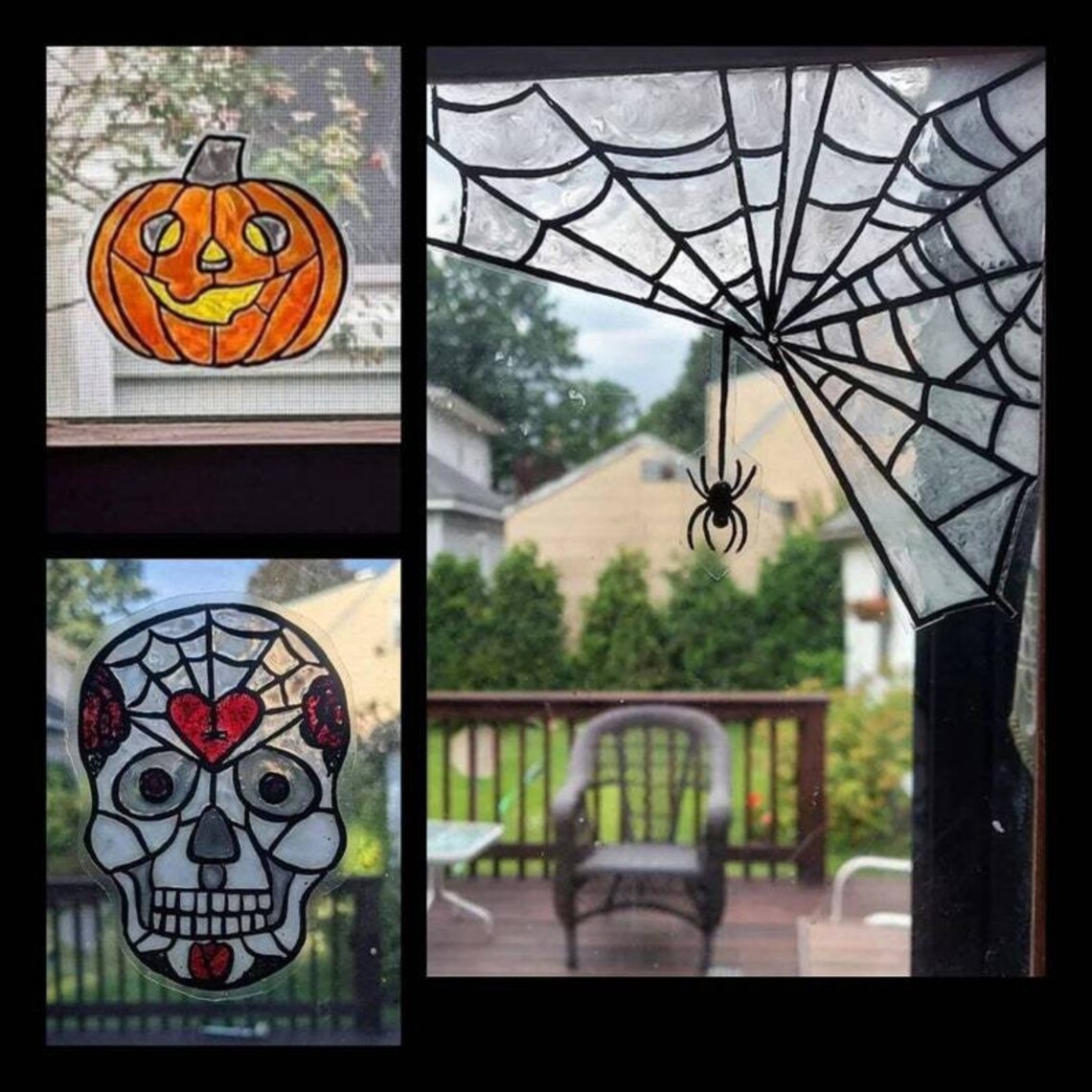 Spider Web Stained Glass Window Cling Halloween Decoration - Etsy