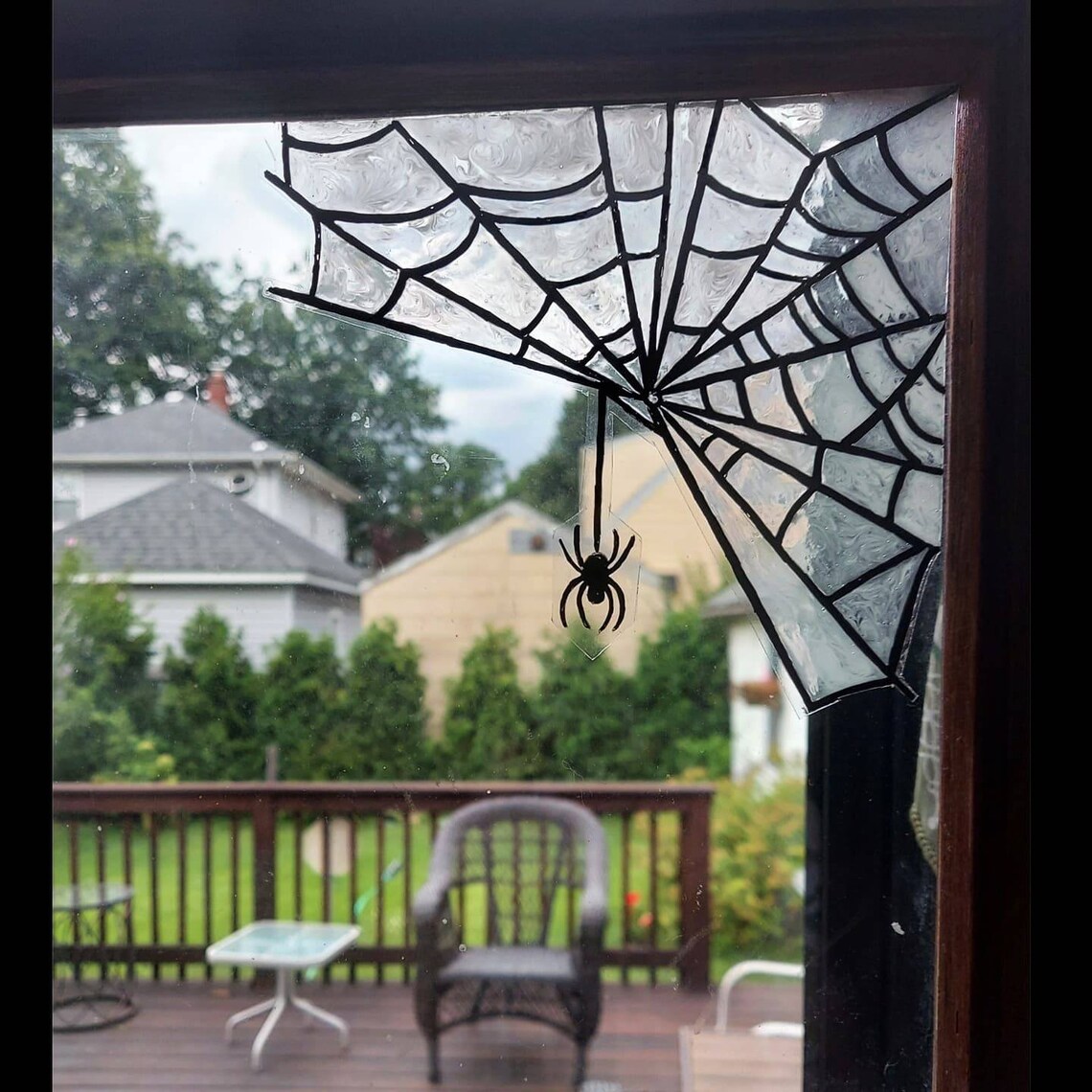 Spider Web Stained Glass Window Cling Halloween Decoration - Etsy