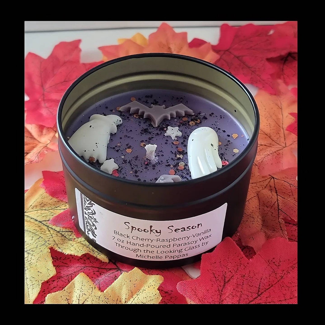 Halloween Spooky Ghost Candle Fall Candles Vanilla Black Cherry ...