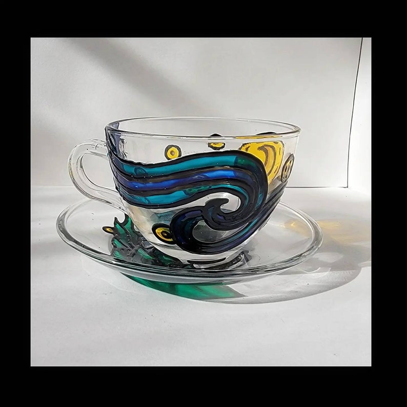 Starry Night Van Gogh Stained Glass Tea Time Coffee Addict - Etsy