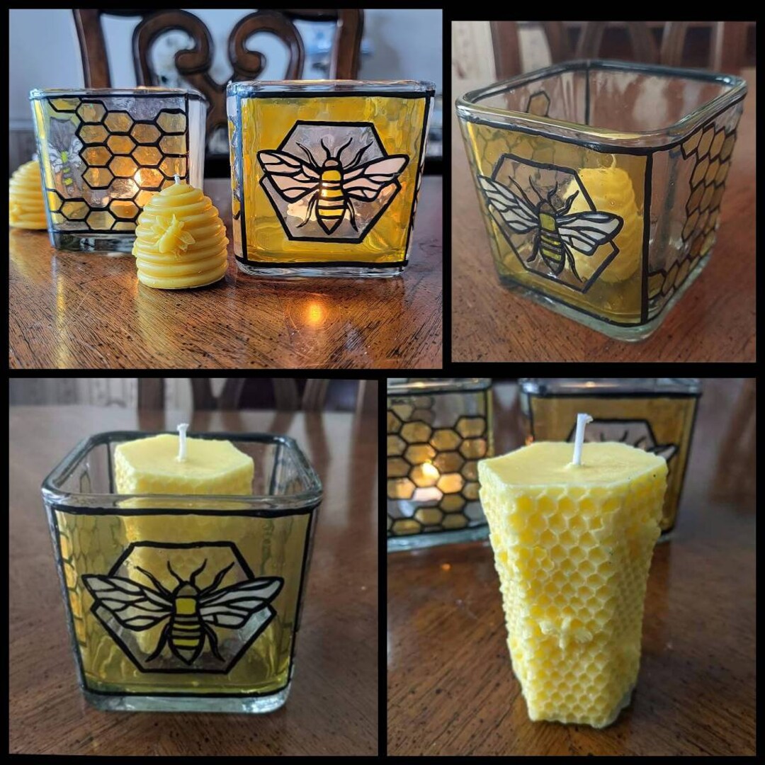Bee Honeycomb Bumble Bee Beeswax Candle Votive - Etsy