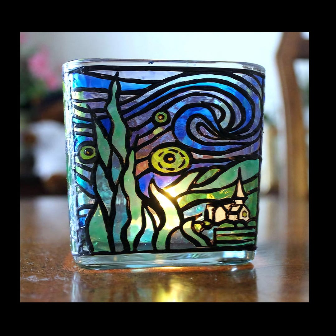 Van Gogh's Starry Night Candle Jar/ Votive - Etsy