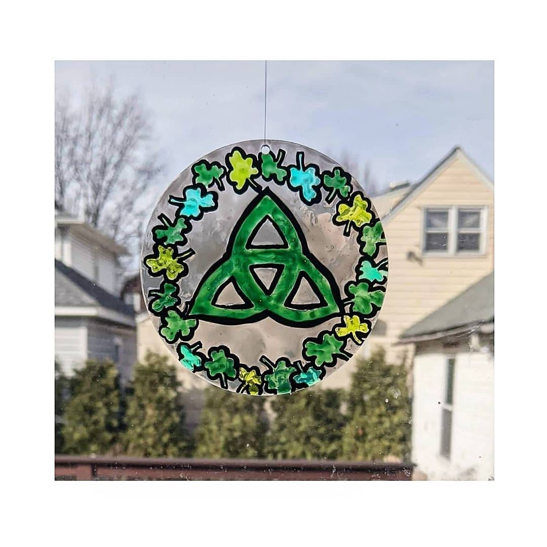 Celtic Knot Shamrock Border Suncatcher Stained Glass Hand Painted - Etsy