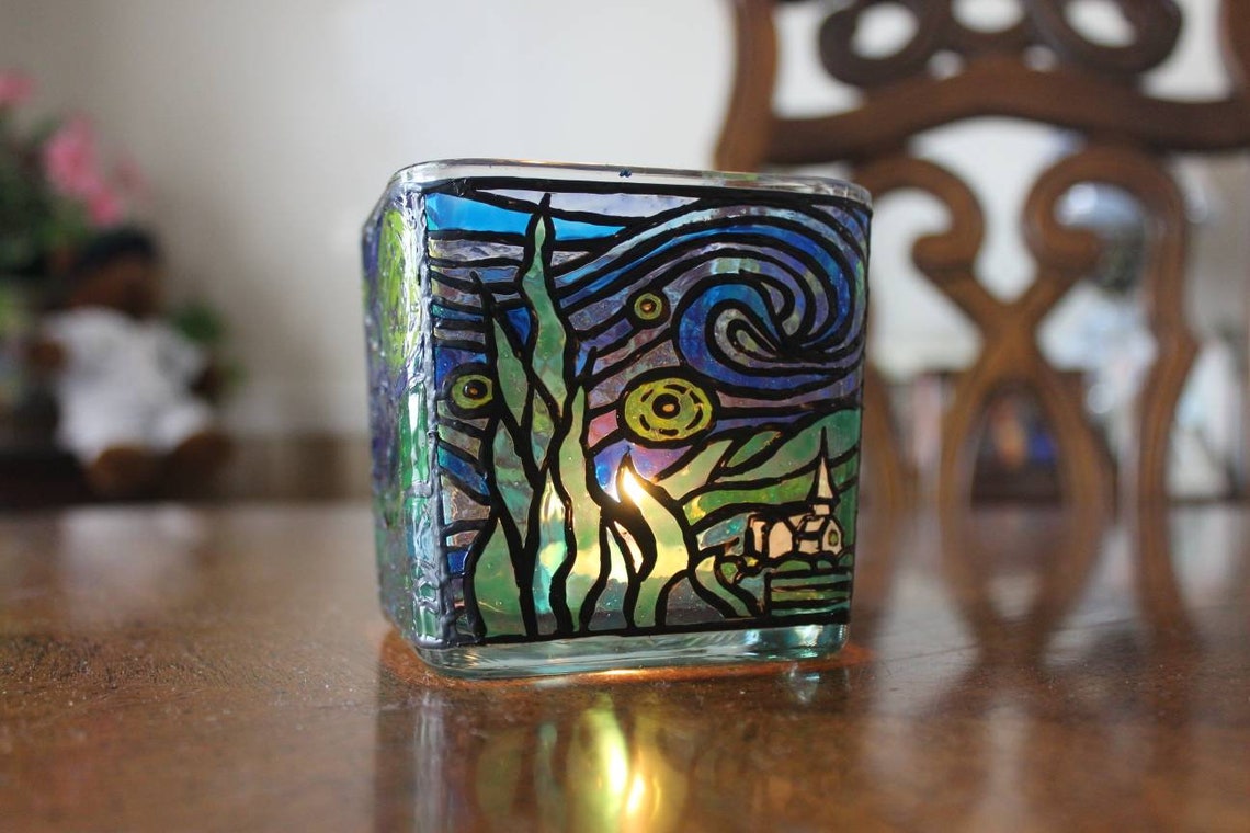 Van Gogh's Starry Night Candle jar/ Votive | Etsy