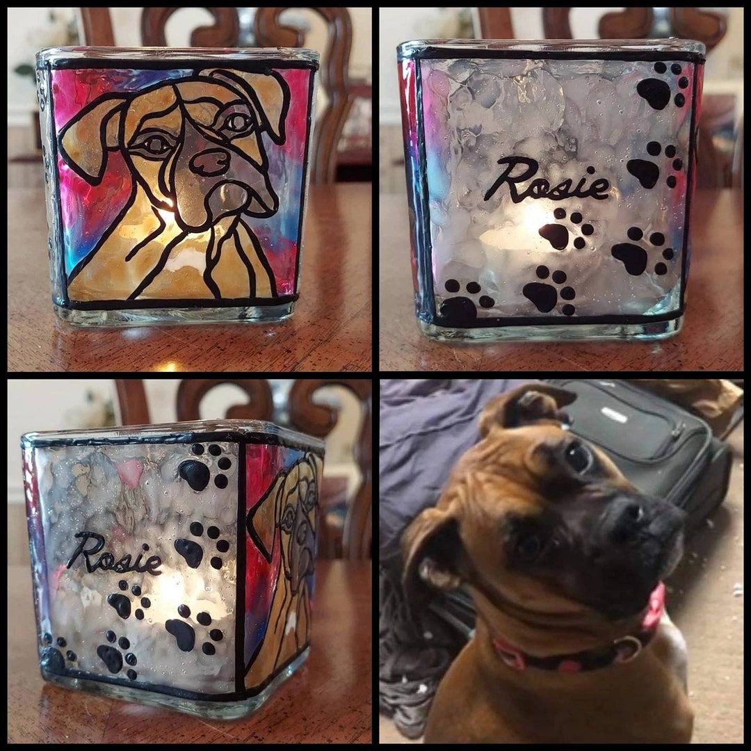 Boxer Pet Portrait Memorial Customize Name Candle Jar Hand-painted ...