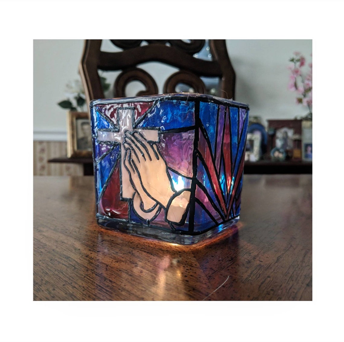 Stained Glass Praying Hands With Cross Religious Communion - Etsy