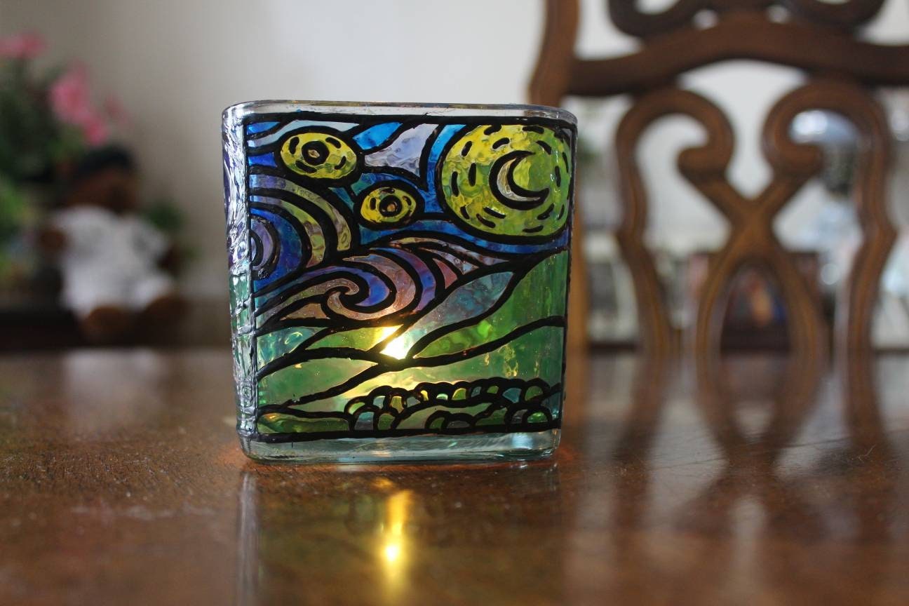 Van Gogh's Starry Night Candle jar/ Votive | Etsy