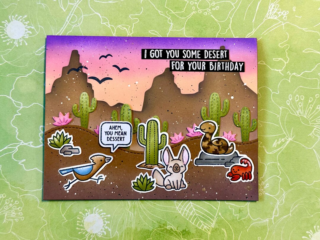Desert Scene Birthday Card, Handmade, A2 - Etsy