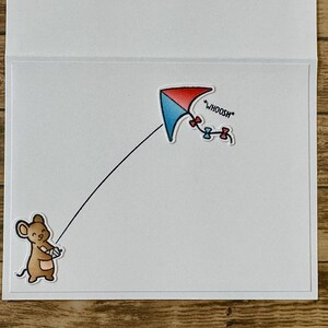You Make My Heart Soar, Mice Flying Kites, Hand Stamped Greeting Card ...