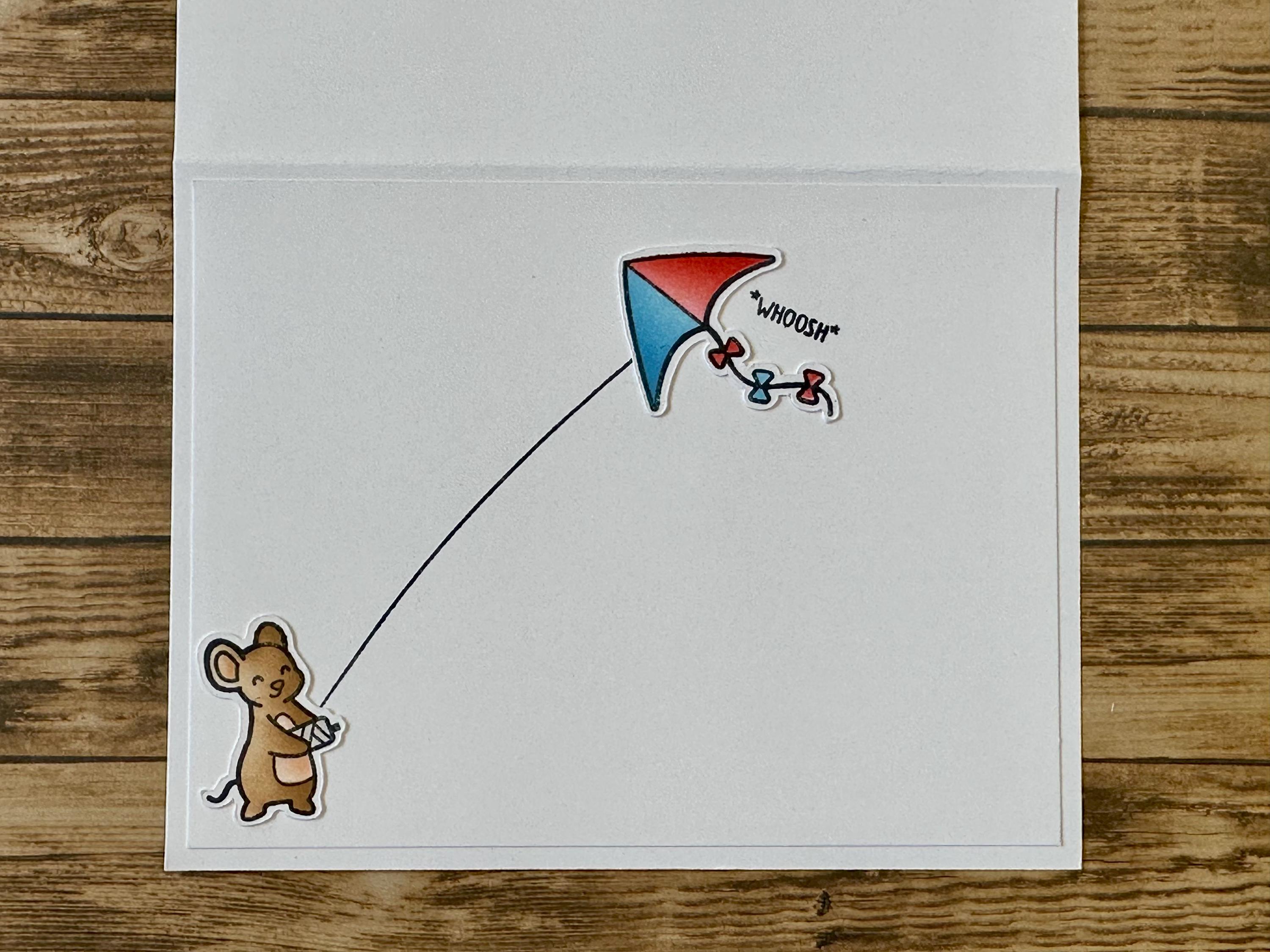 You Make My Heart Soar, Mice Flying Kites, Hand Stamped Greeting Card ...