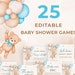 EDITABLE Blue Teddy Bear Baby Shower Games, Blue Bear Hot Air Balloon ...