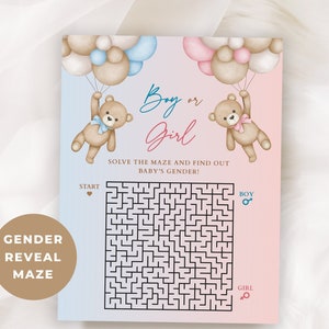 Teddy Bear Boy or Girl Gender Reveal Labyrinth Game Maze Game - Etsy