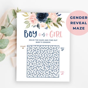 Boy or Girl Gender Reveal Maze Game He or She Labyrinth Game - Etsy
