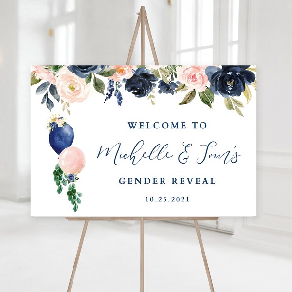 Navy Blue and Pink Gender Reveal - Etsy