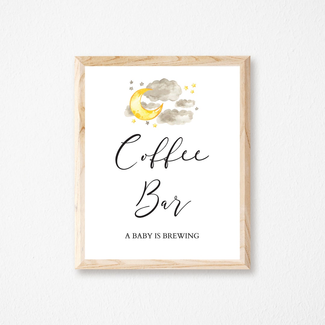 Coffee Bar Sign, A Baby is Brewing Coffee Station Sign, Gender Neutral ...