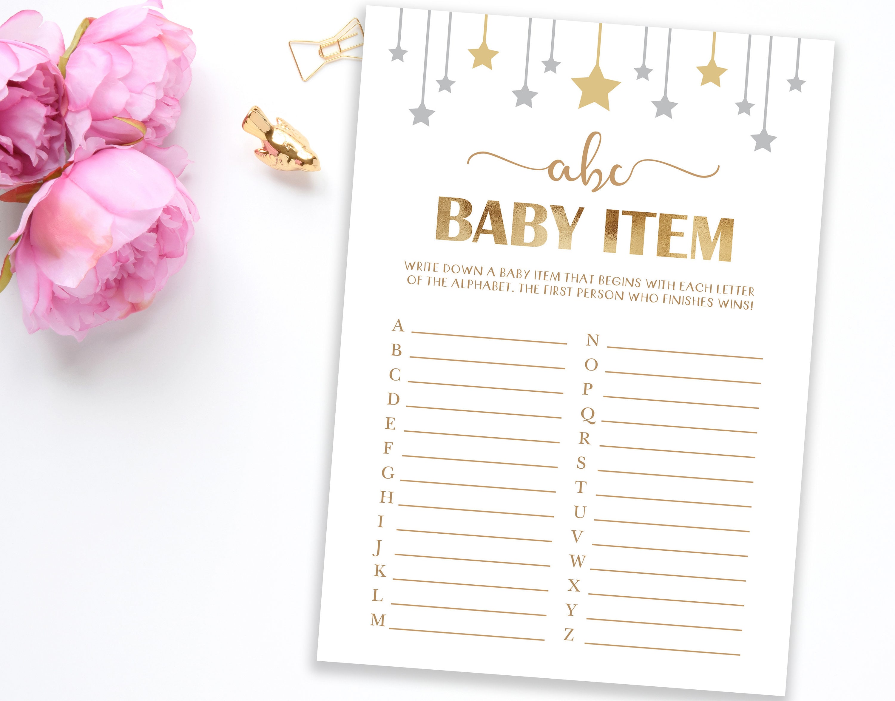 Baby ABC Game Baby Item Game Baby Shower Alphabet Game - Etsy