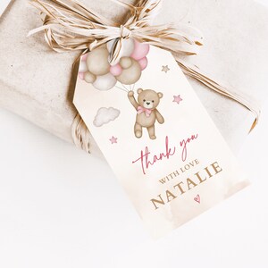 EDITABLE Place Cards Pink Teddy Bear, Food Labels Printable, Blush Pink ...