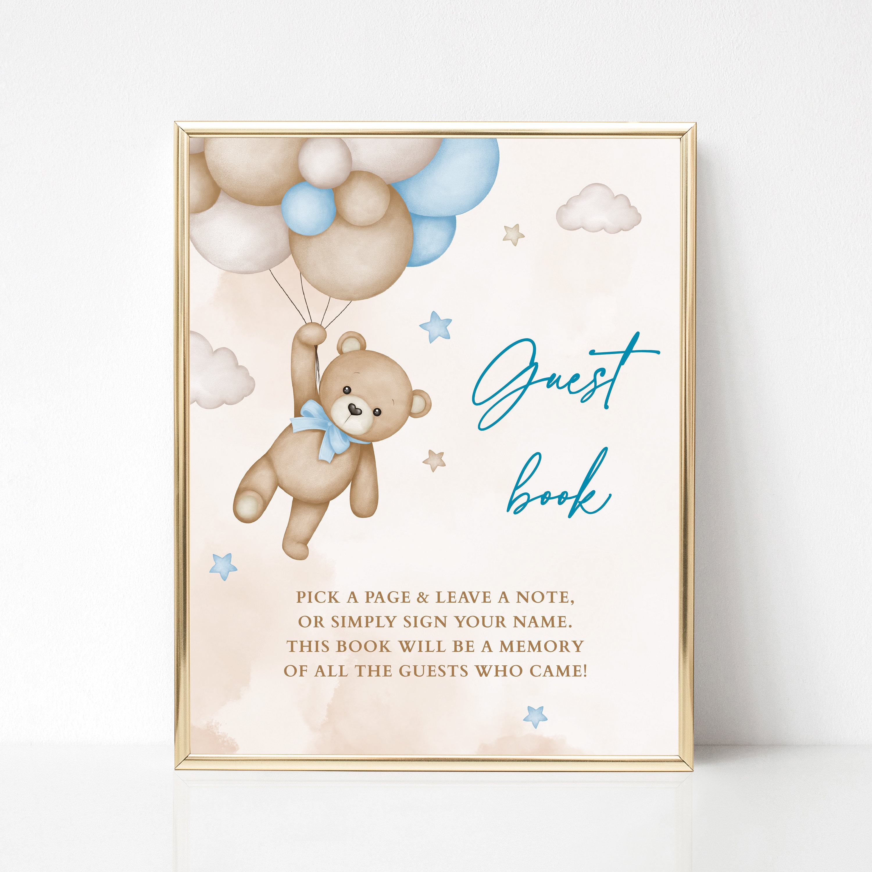 Gifts Printable Sign Blue Teddy Bear Baby Shower Gifts We Can - Etsy