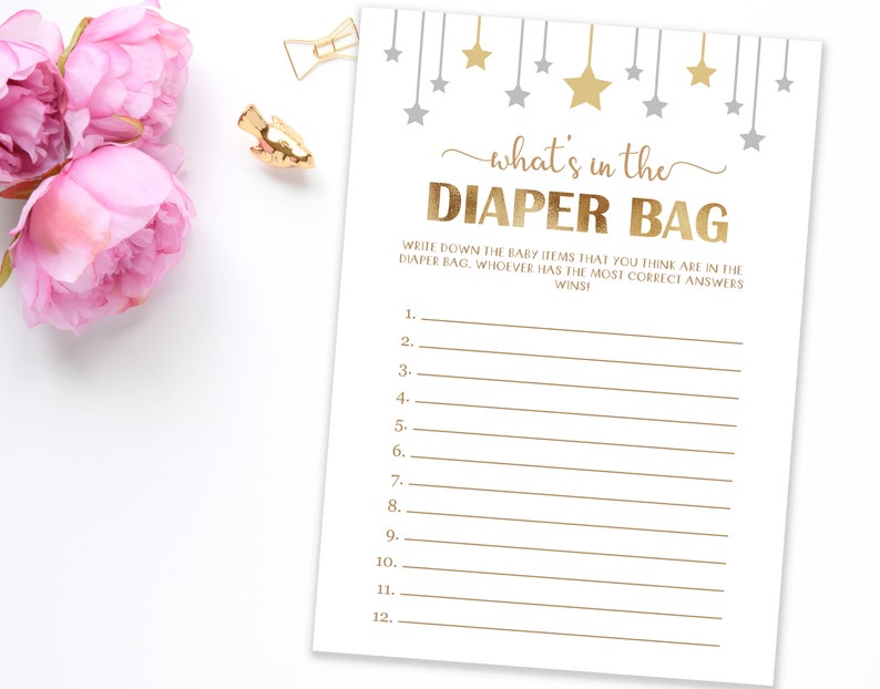Guess What's in the Diaper Bag Baby Shower Guessing Game - Etsy