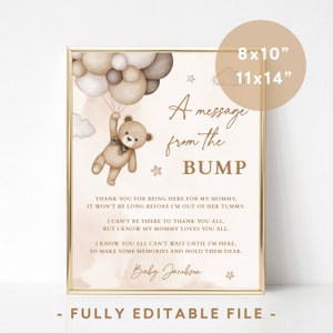 A Message From the Bump EDITABLE Personalized Template, Brown Teddy ...