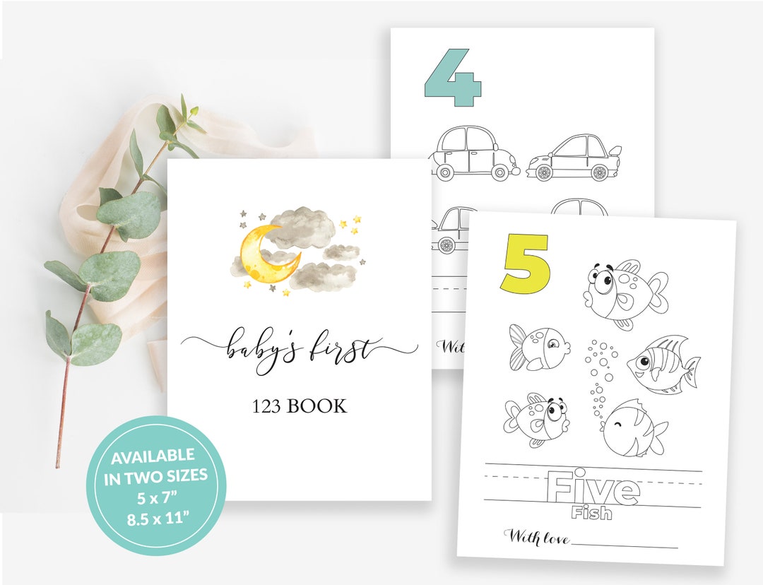 Baby's First 123 Book, Baby Shower Counting Book, Numbers Coloring Book ...