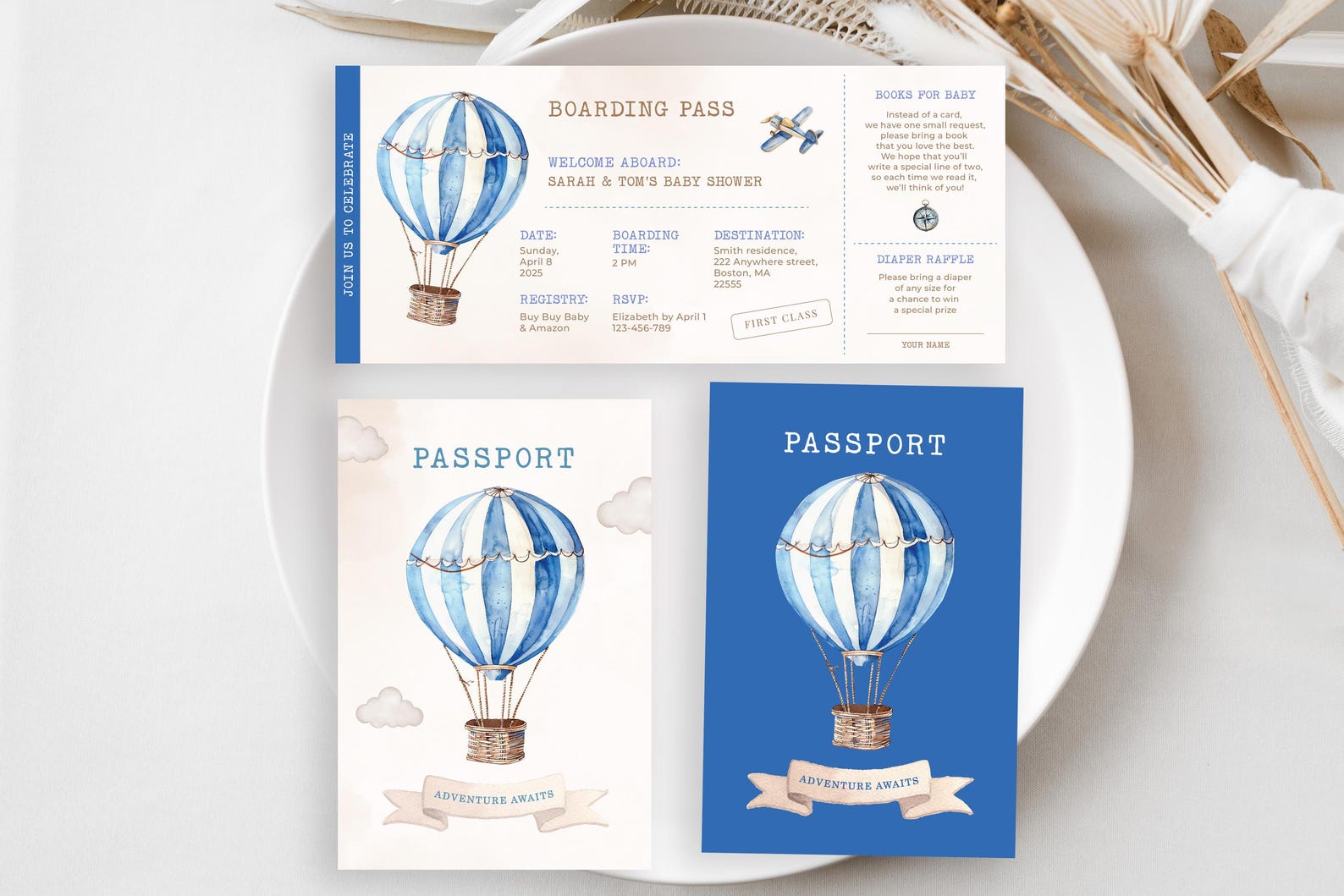 Baby Name Boarding Pass Sign and Cards, Travel Baby Shower, Baby Name ...